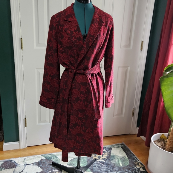 Jackets & Coats | Soft Surrounds Red Brocade House Coat | Poshmark